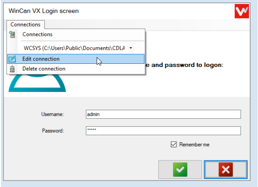 WinCan VX System Login – WinCan