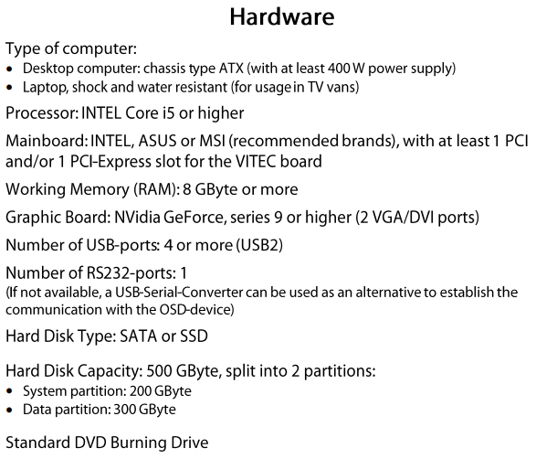 VX- Hardware and OS Requirements – WinCan