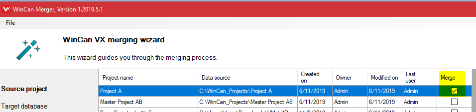 Merging Projects Wincan